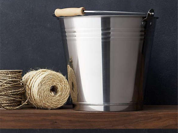 Stainless Steel Bucket with Wood Handle